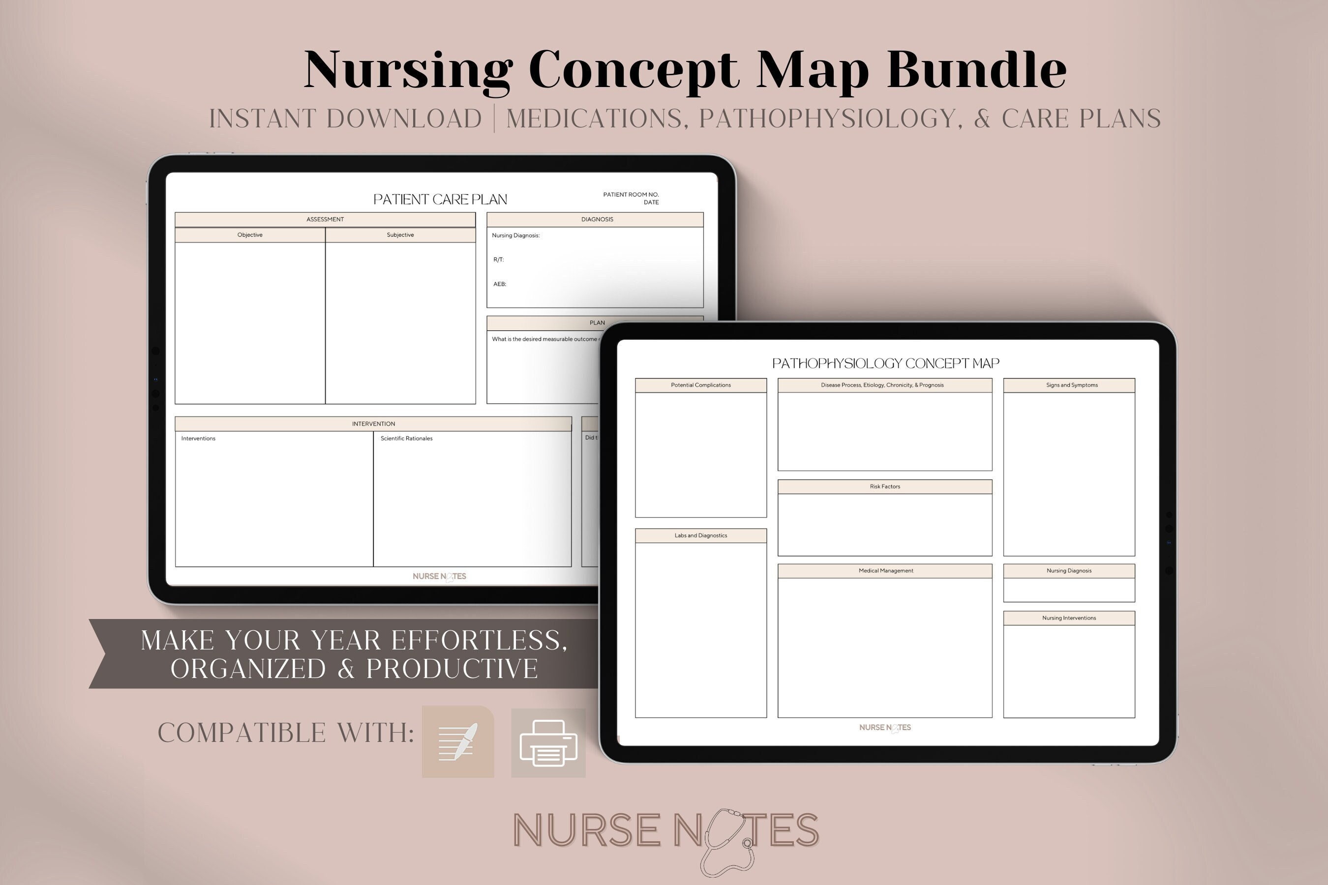 Printable Nursing Pharmacology Study Template, Pathophysiology Template ...