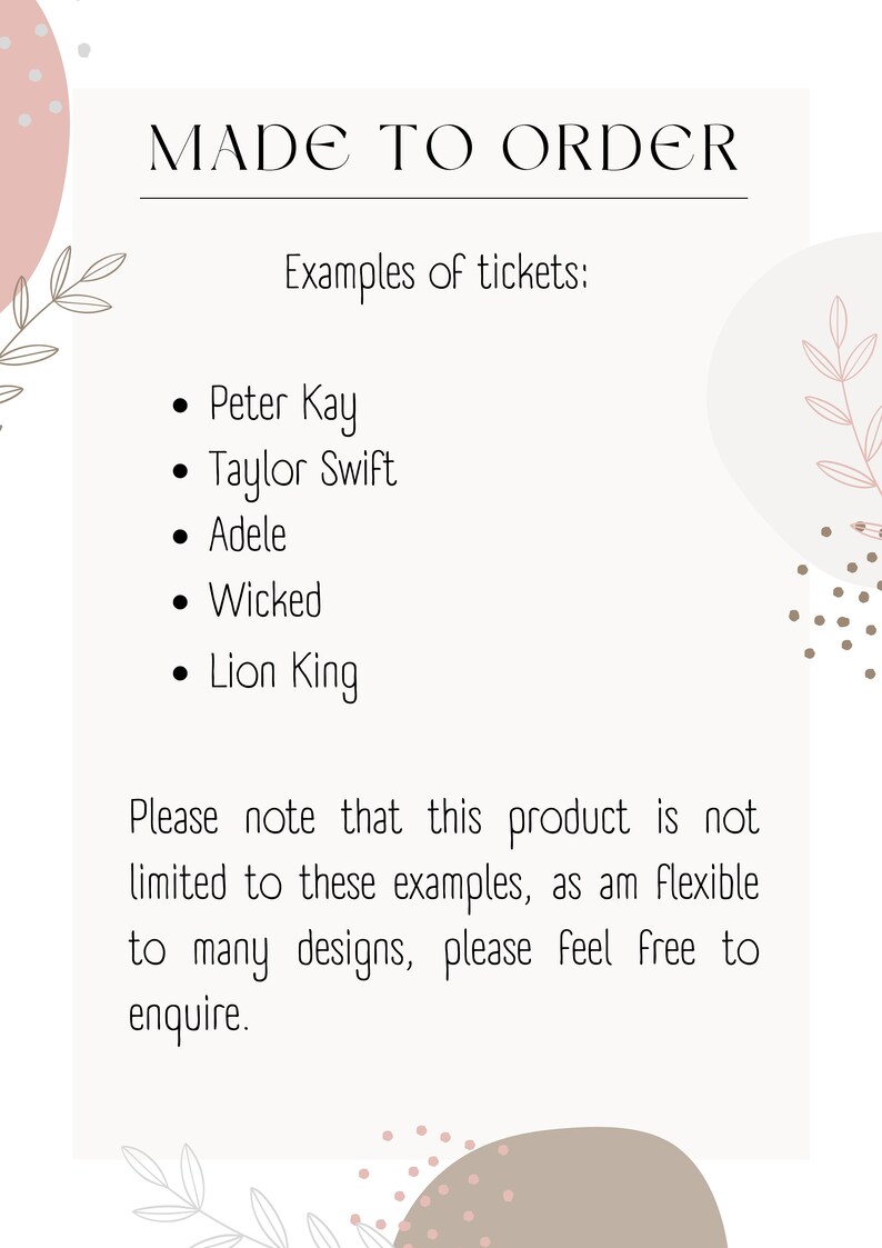 Gig Ticket Show Ticket West End Personalised Ticket - Etsy