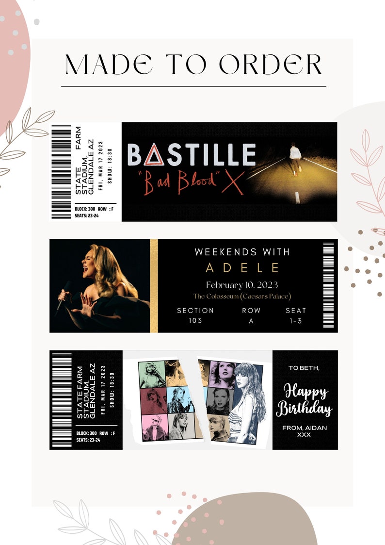 Gig Ticket Show Ticket West End Personalised Ticket - Etsy