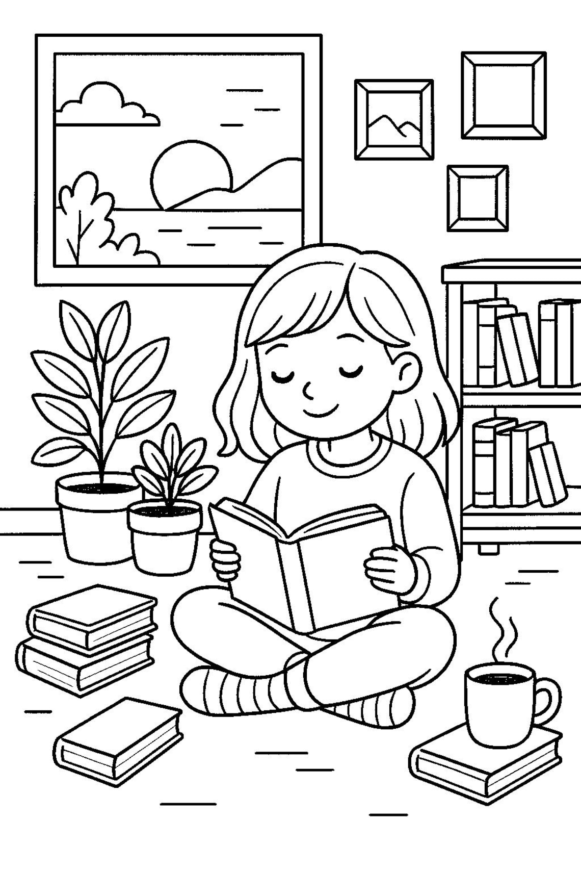 Cozy Girl Coloring Book: 40 Printable Cozycore Pages (PDF) - Etsy