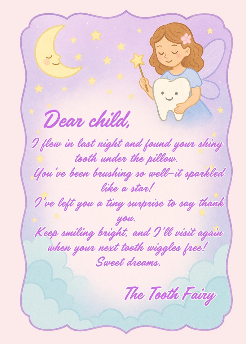 Editable Tooth Fairy Letter Template for Canvas| Instant Download | - Etsy