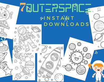 Outer Space 4 Coloring Pages 4 - Etsy