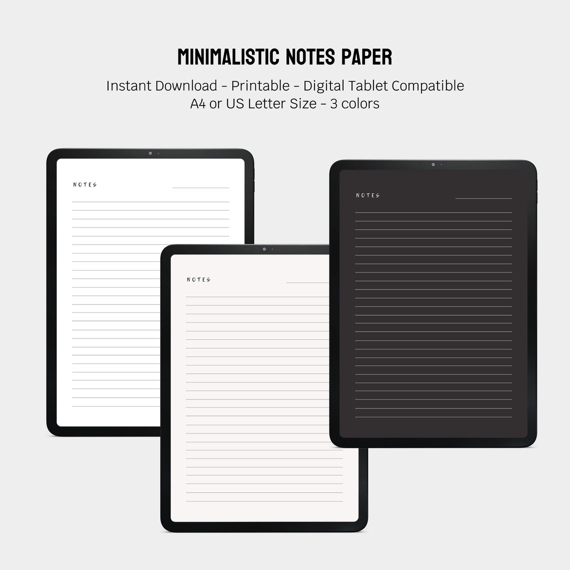 Minimalistic Note Paper Instant Download Printable A4 and US Letter ...