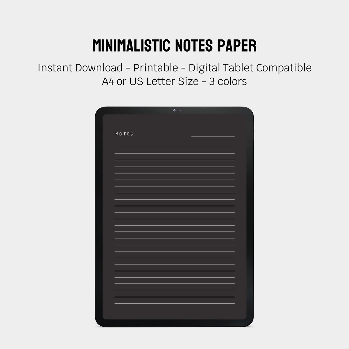 Minimalistic Note Paper Instant Download Printable A4 and US Letter ...