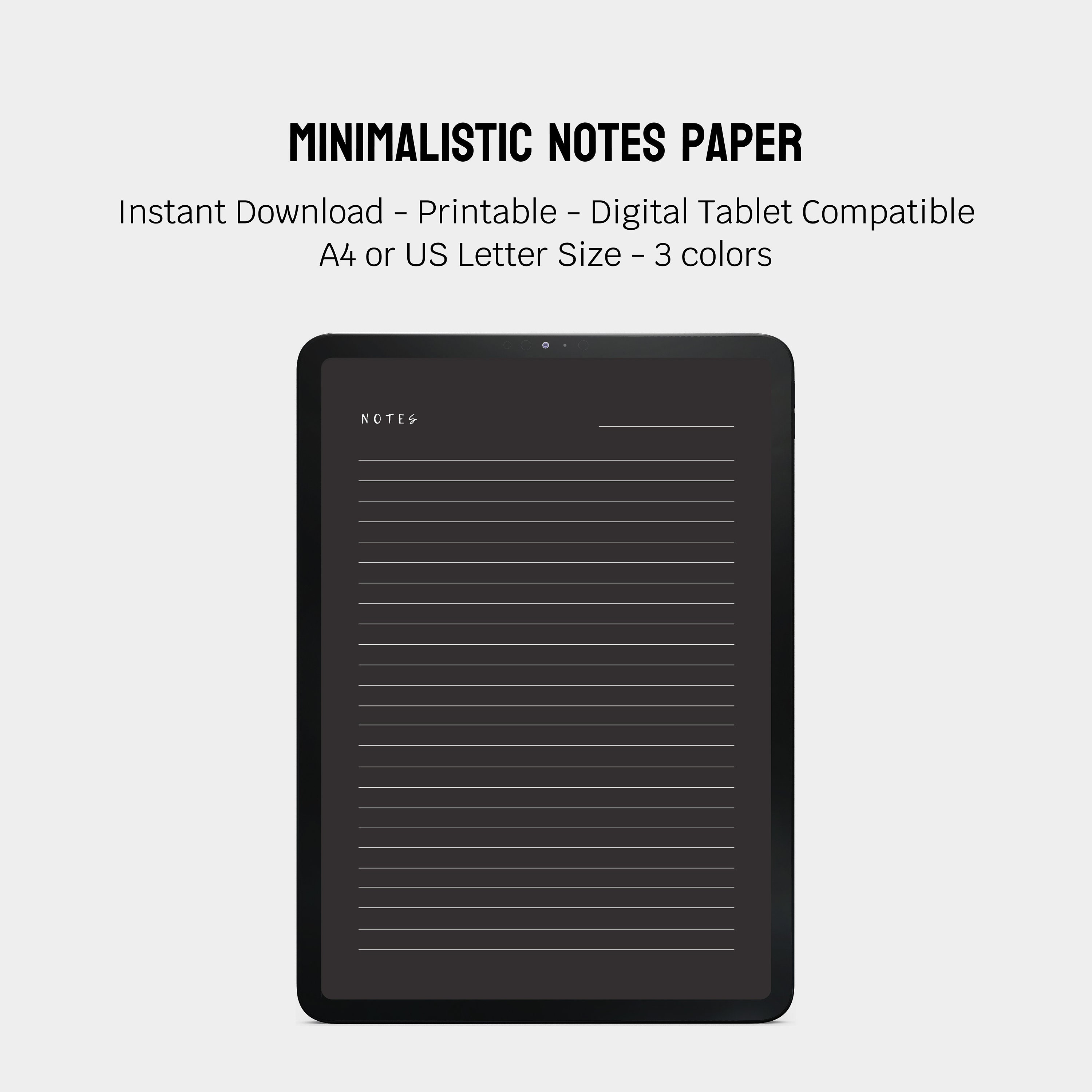Minimalistic Note Paper Instant Download Printable A4 and US Letter ...