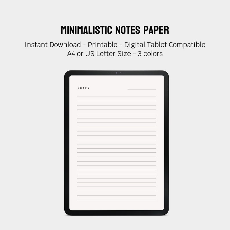 Minimalistic Note Paper Instant Download Printable A4 and US Letter ...