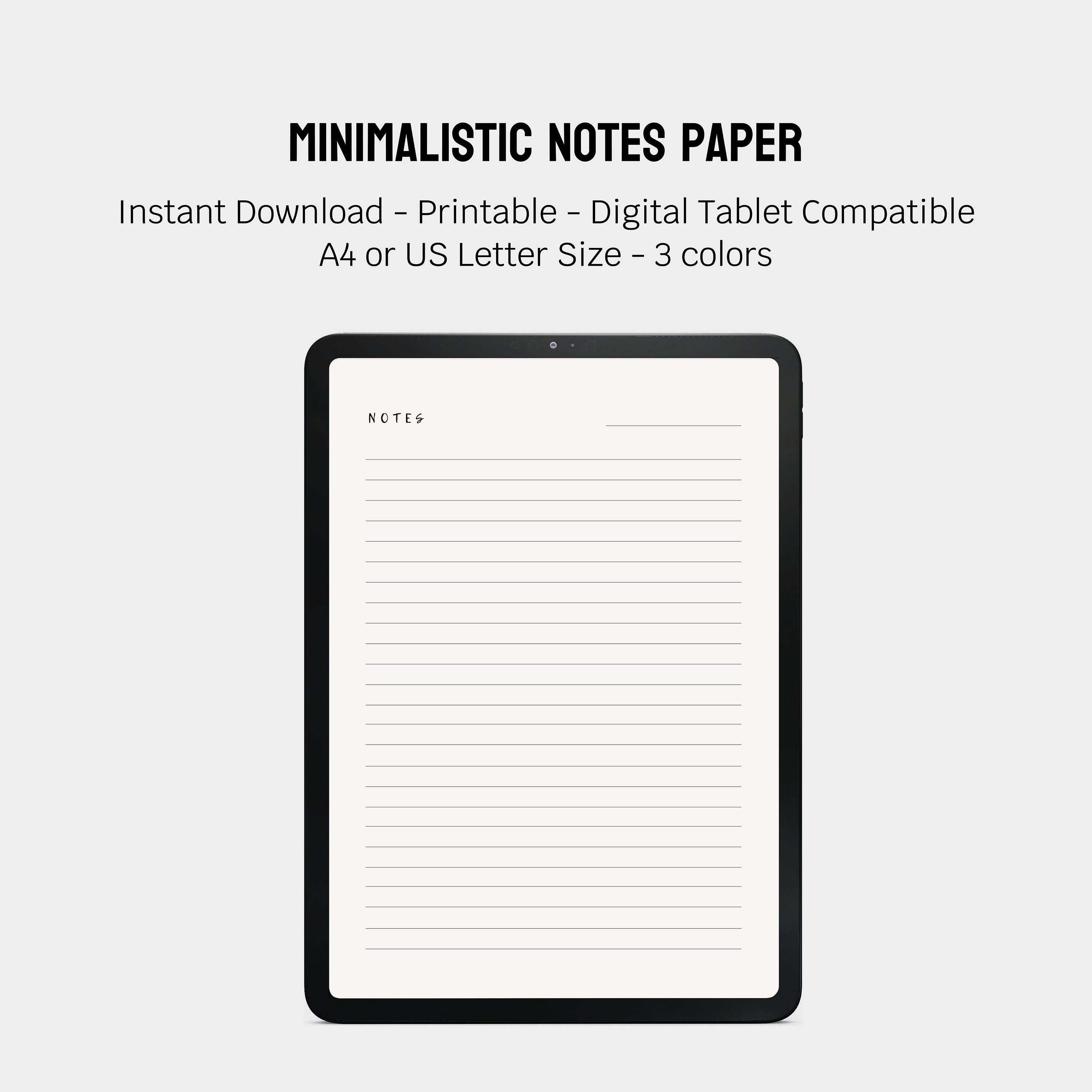 Minimalistic Note Paper Instant Download Printable A4 and US Letter ...