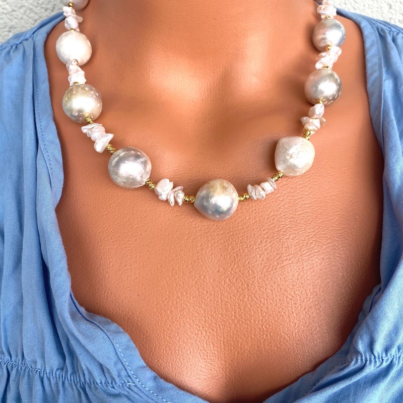 Chunky Pearl Necklace - Etsy