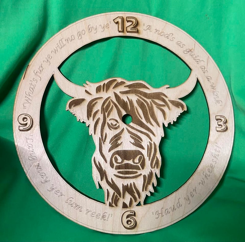 Highland Cow Clock With Scottish Sayings - Etsy