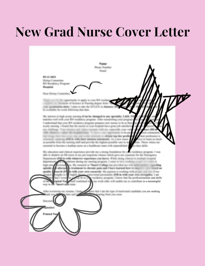 New Graduate Nurse Cover Letter Template - Etsy