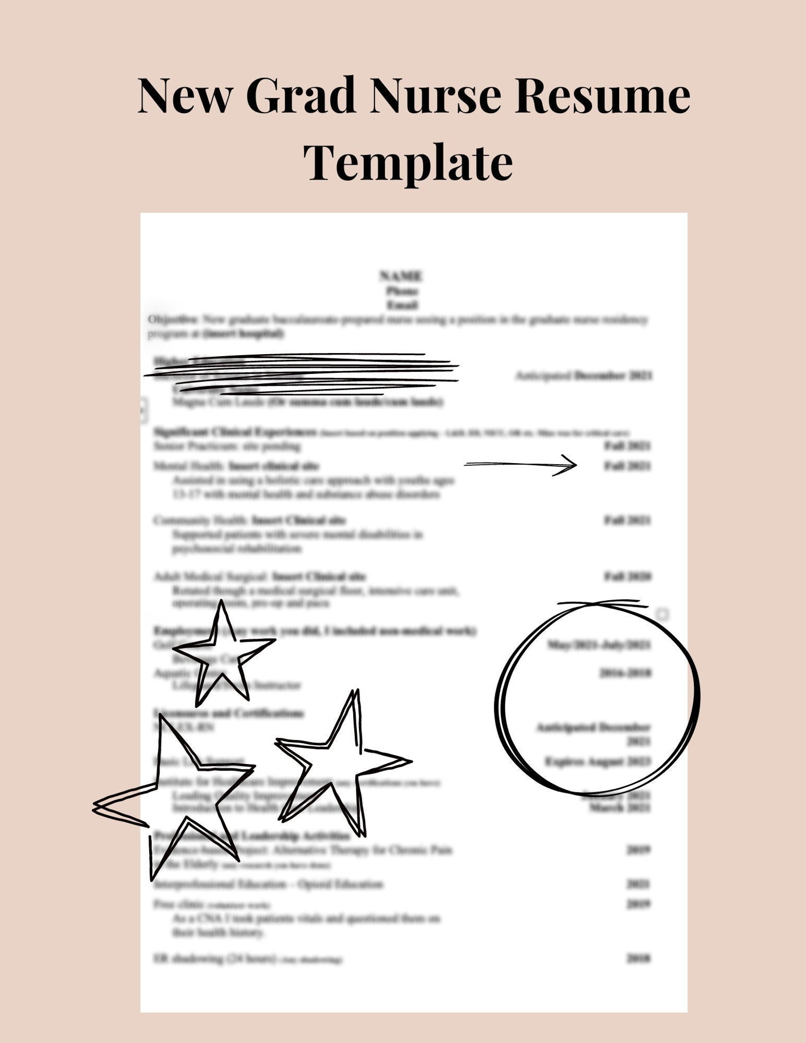 New Graduate Nurse Resume Template - Etsy