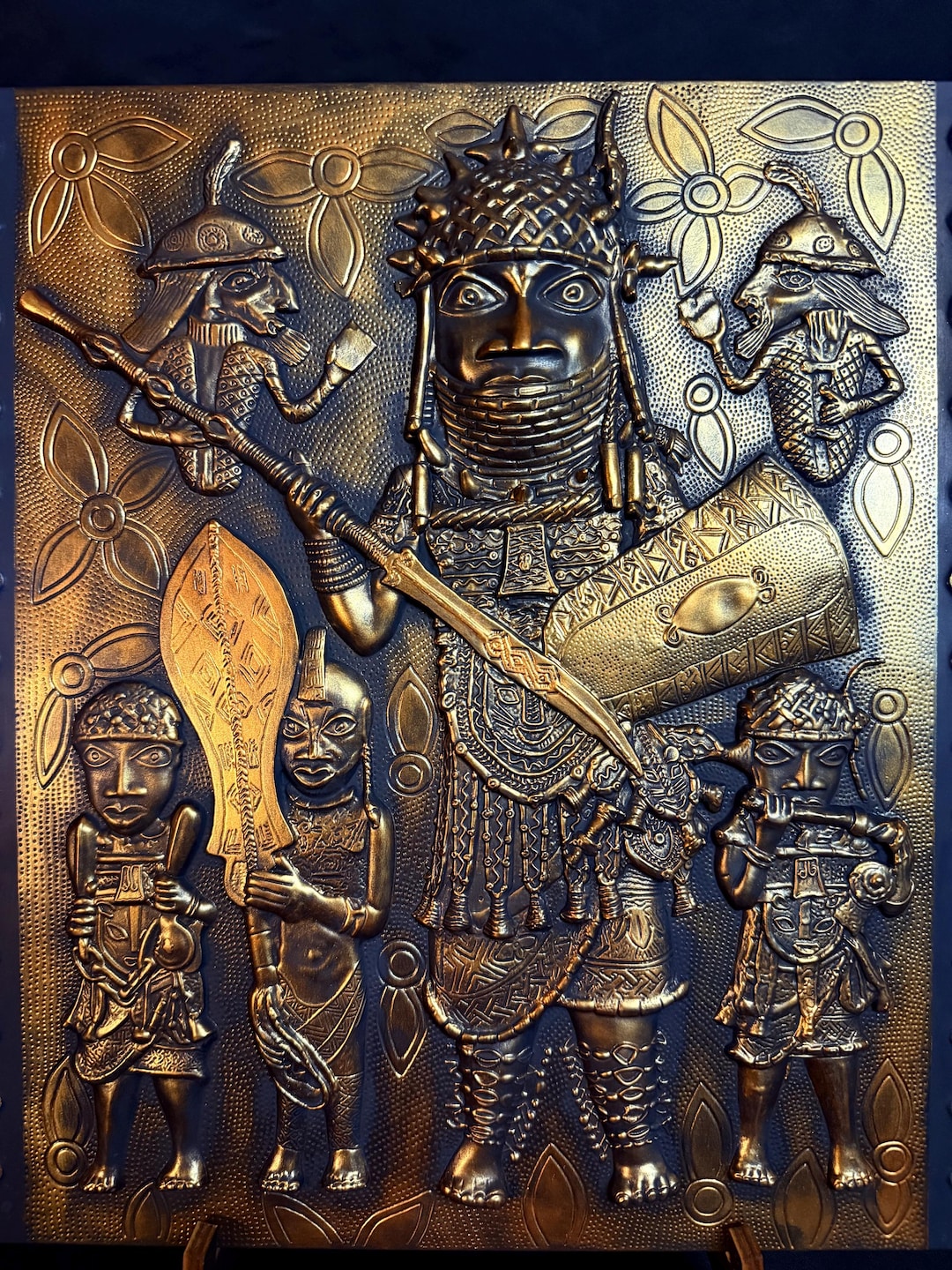 Benin Bronze Plaque – Edo Warrior Bas Relief Sculpture – African Art ...