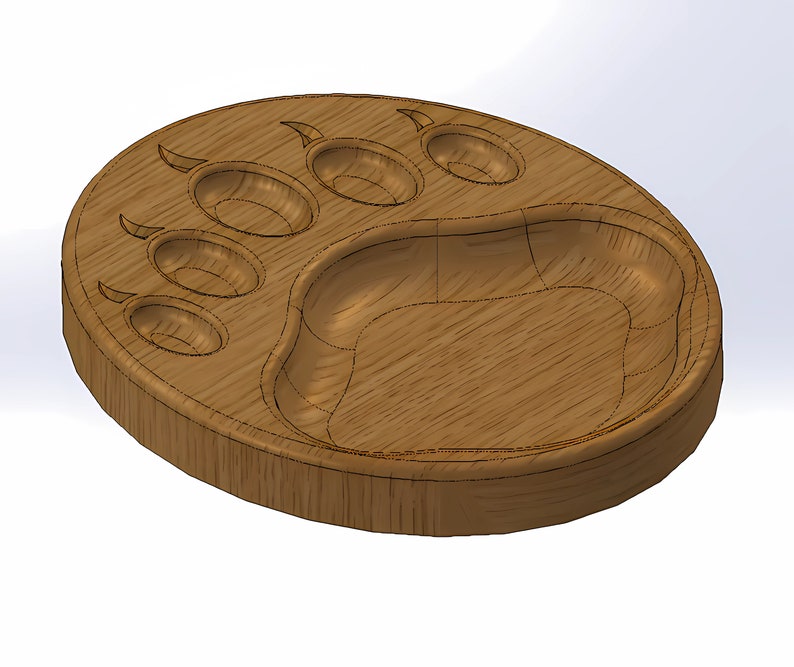 Bear Paw Print Catch All Tray CNC Router Files and Template DXF PDF Stl ...
