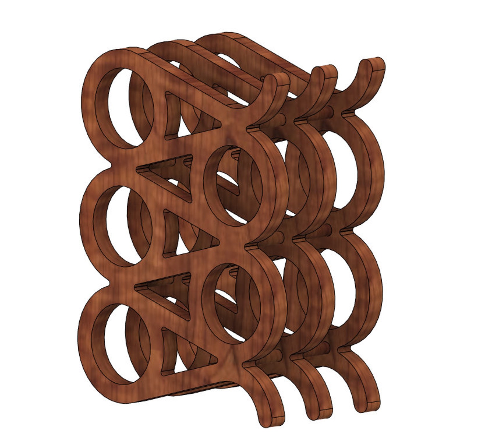 6 Bottle Wine Rack CNC Router Laser Cut Files Folded Ribbon Switchback ...