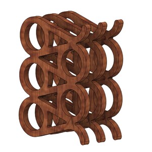 6 Bottle Wine Rack CNC Router Laser Cut Files Folded Ribbon Switchback ...