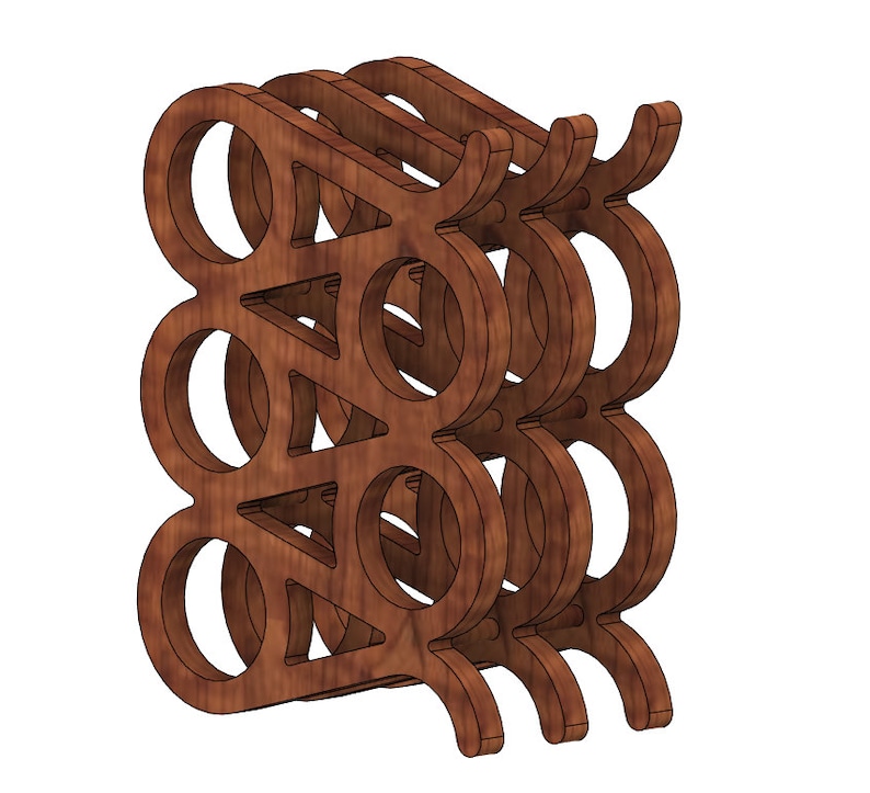 6 Bottle Wine Rack CNC Router Laser Cut Files Folded Ribbon Switchback ...
