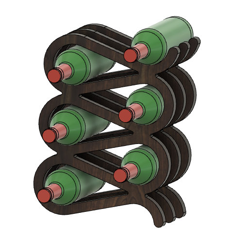 5 or 6 Bottle Wine Rack CNC Router Laser Cut Files Folded Ribbon ...