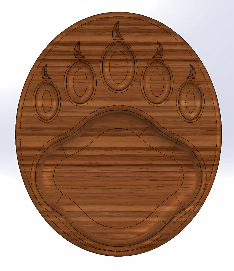 Bear Paw Print Catch All Tray CNC Router Files and Template DXF PDF Stl ...