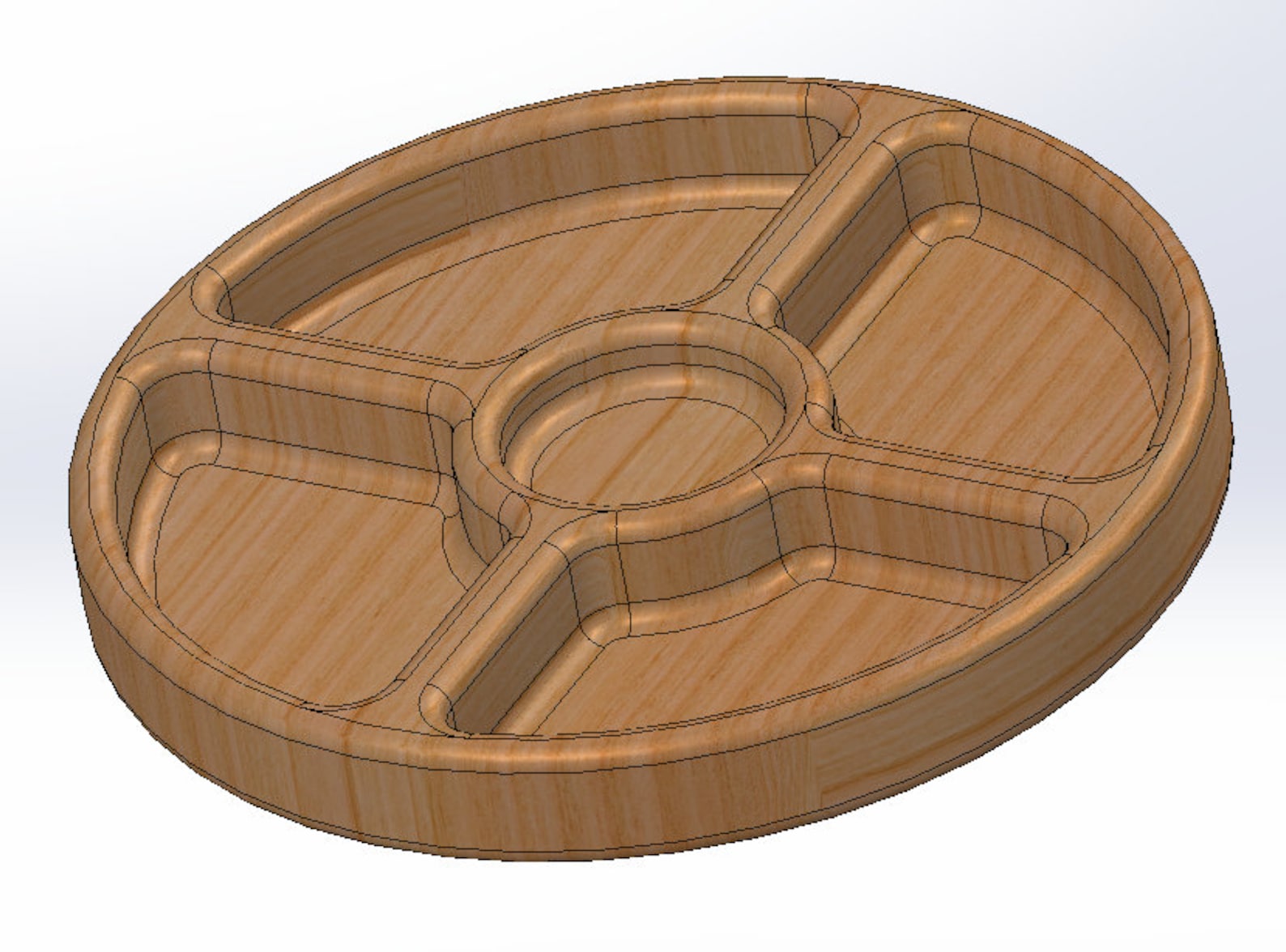 Snack Serving Tray Model Five Section Wooden Catch All CNC Router Files ...