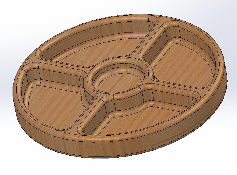 Snack Serving Tray Model Five Section Wooden Catch All CNC Router Files ...