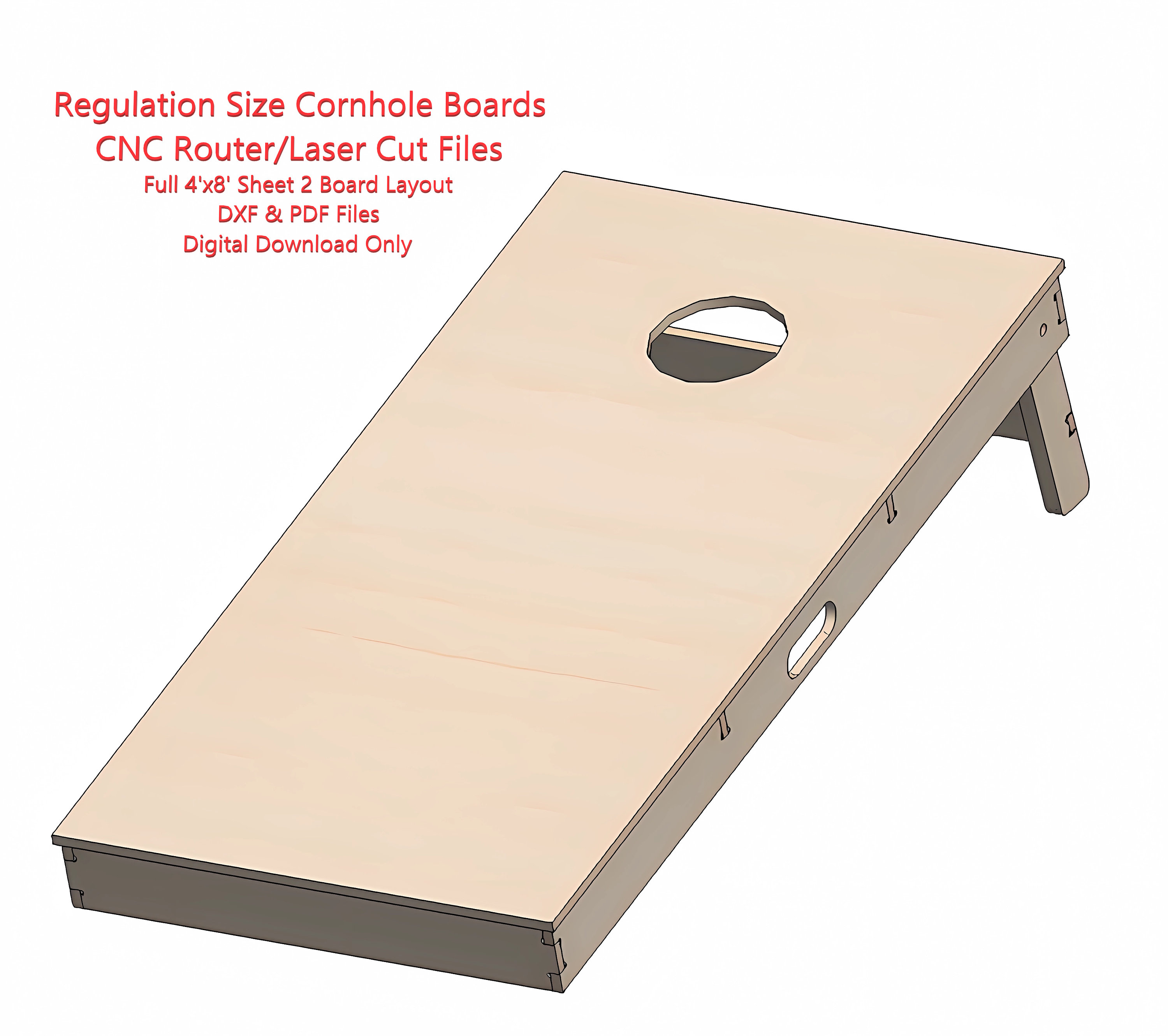 Cornhole Board Regulation Sized CNC Router Laser Cut Files Plus Full 4 ...