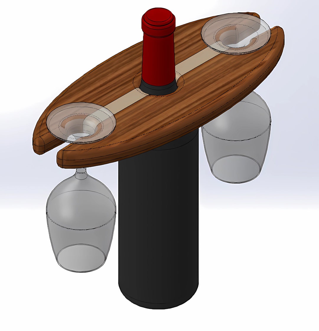 Wine Glass Bottle Caddy Woodworking Pattern Template CNC Router Files ...