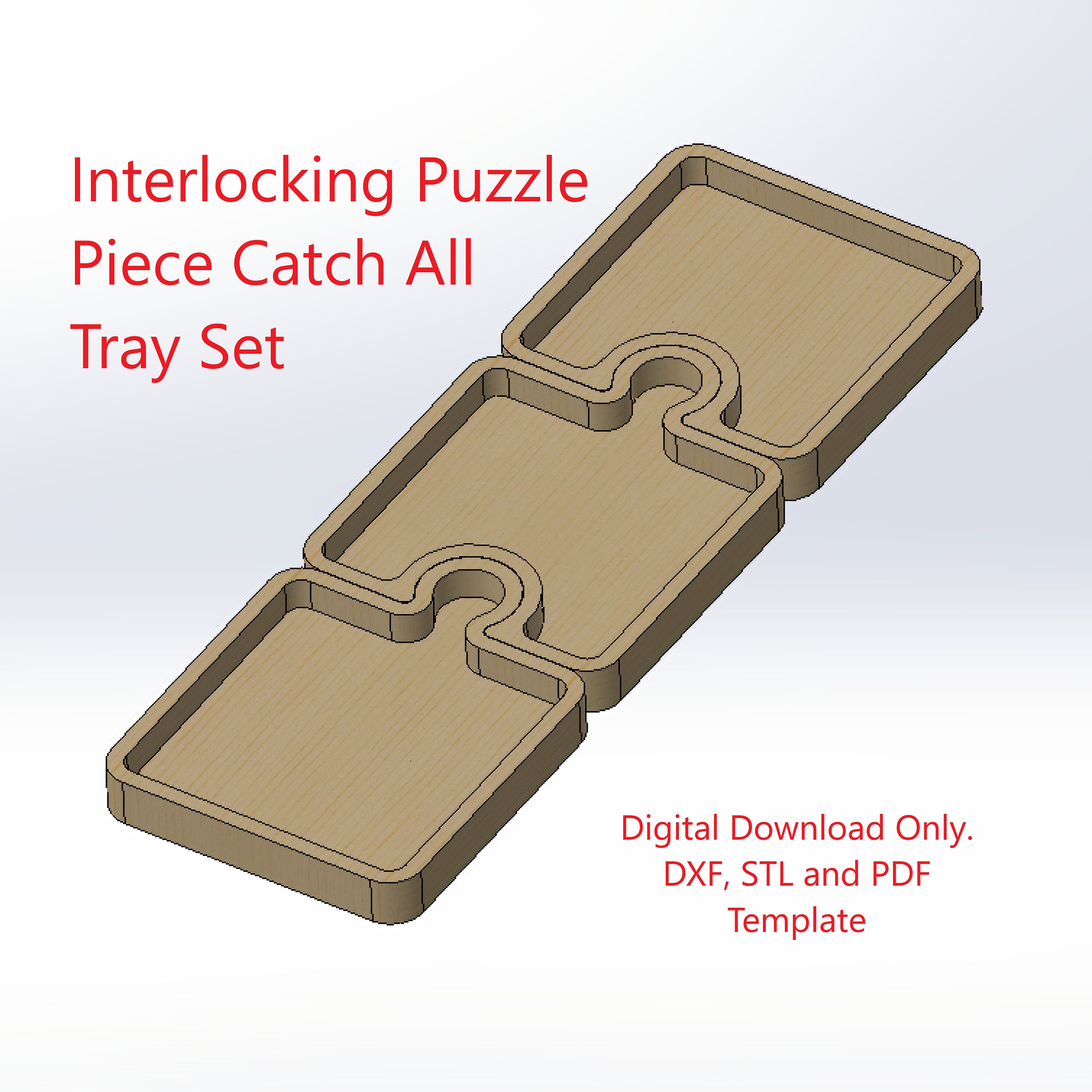 Catch All Tray CNC Router Files Interlocking Puzzle Piece Dxf Stl and ...