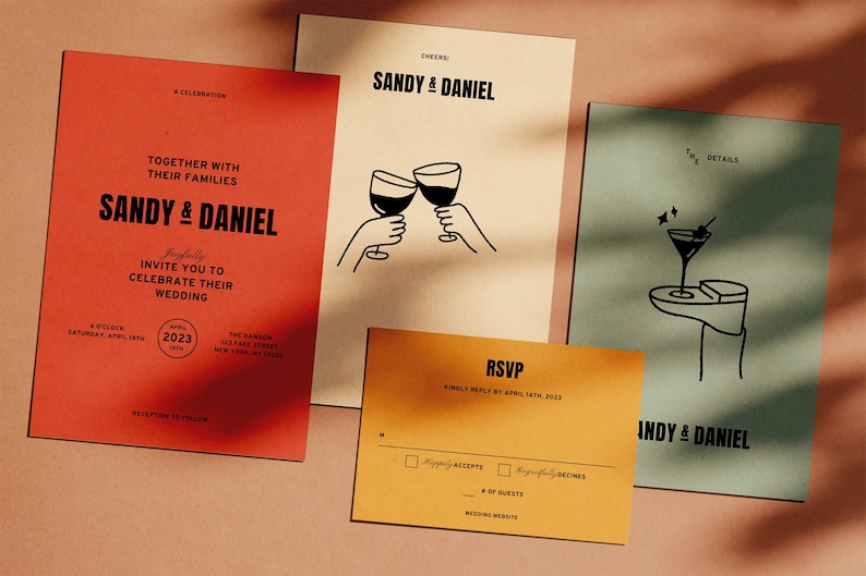 CHEERS DIY Wedding Invitation Suite | Fully Editable Template | Digital ...