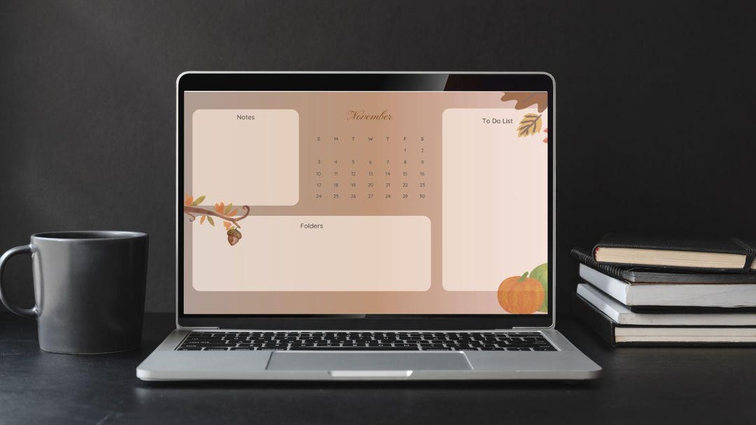 November Fall Themed Desktop & Laptop Organized Backdrop Wallpaper - Etsy