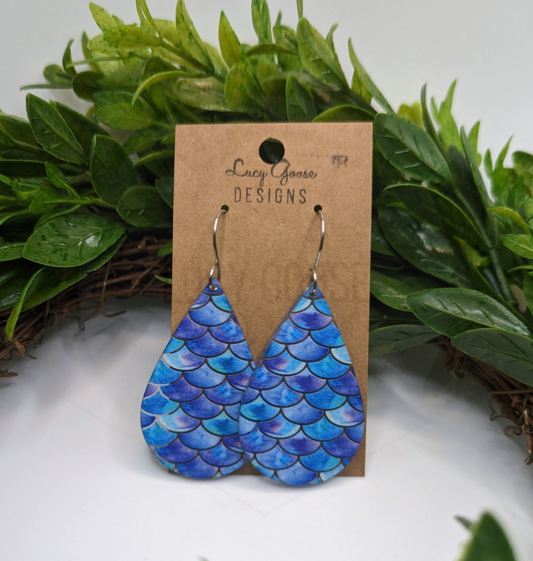 Mermaid Acrylic Teardrop Earrings, Summer Earrings, Ocean, Sealife ...