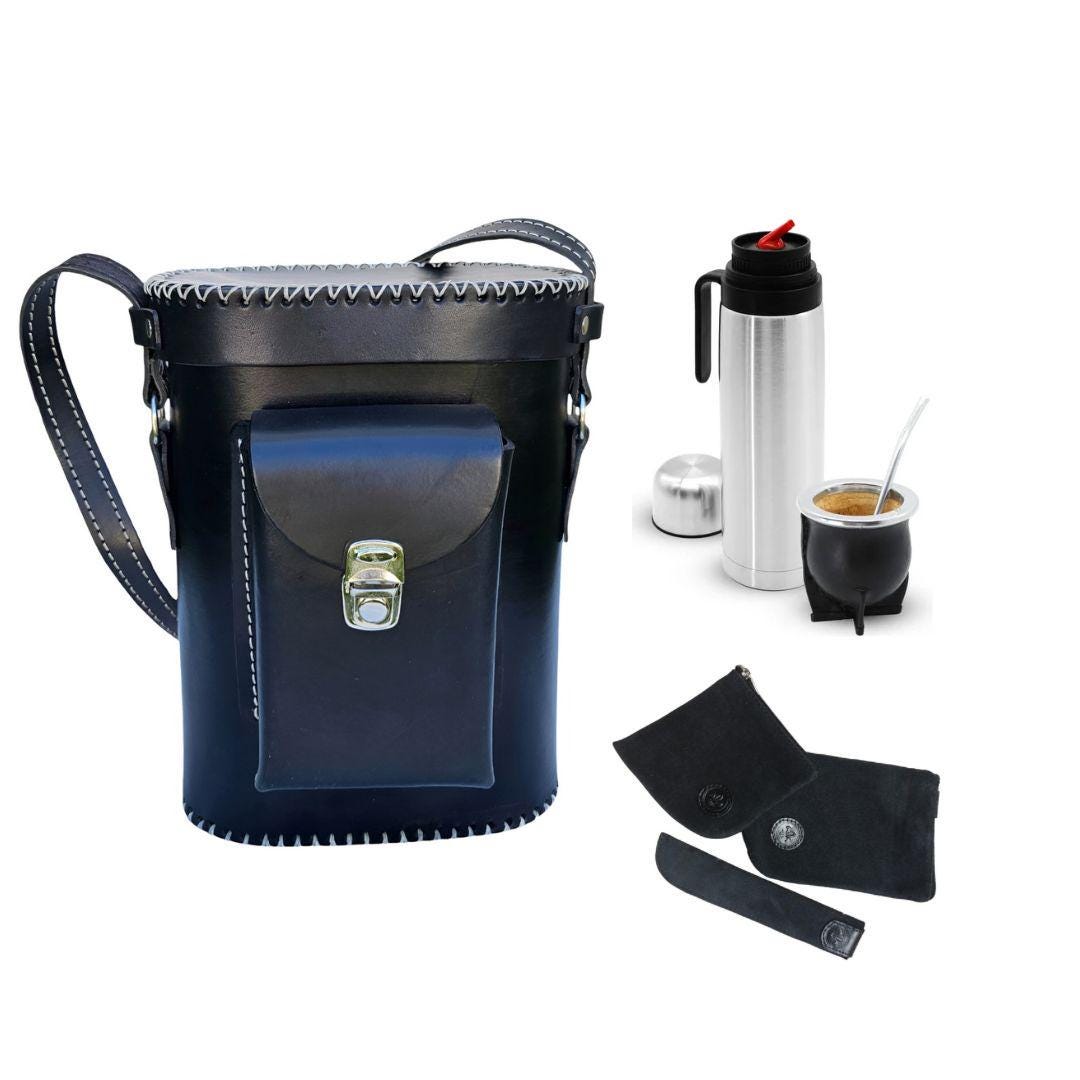 Argentinian Leather Mate Tea Set: Thermos, Gourd, Bombilla & Bag - Etsy