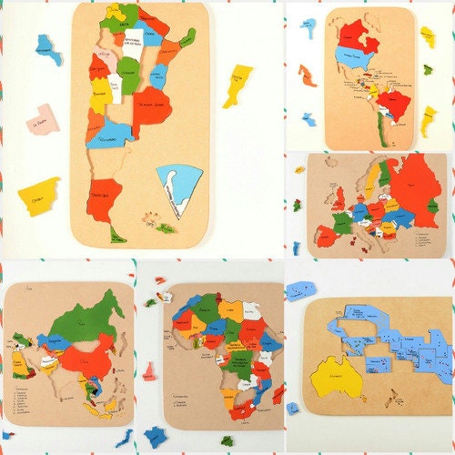 COMBO: 6 Mapas Rompecabezas De Madera español Wooden Kids World Map ...