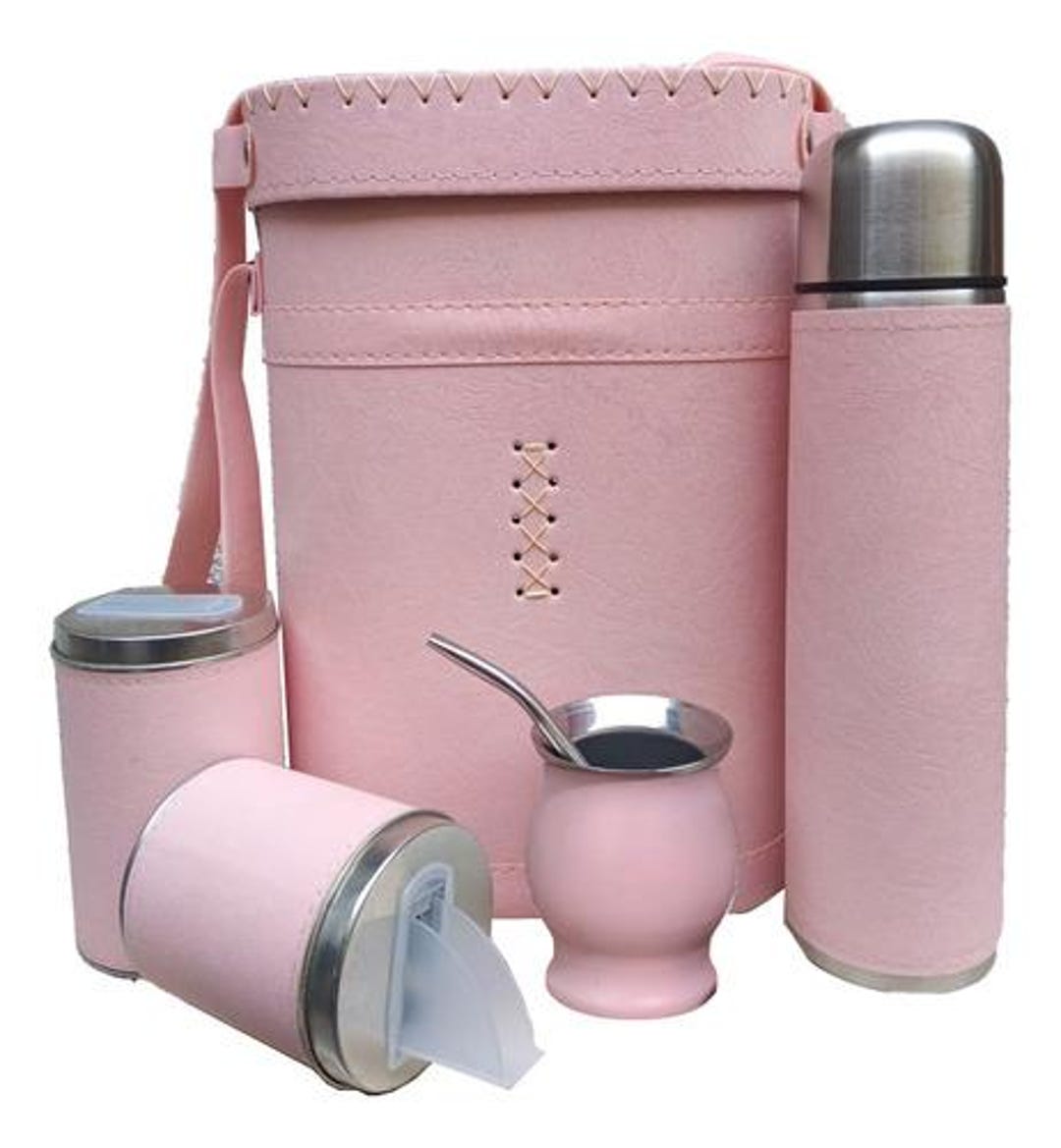 Argentinian Mate Set, Eco-crafted Leather Termo, Stainless Steel Yerba ...