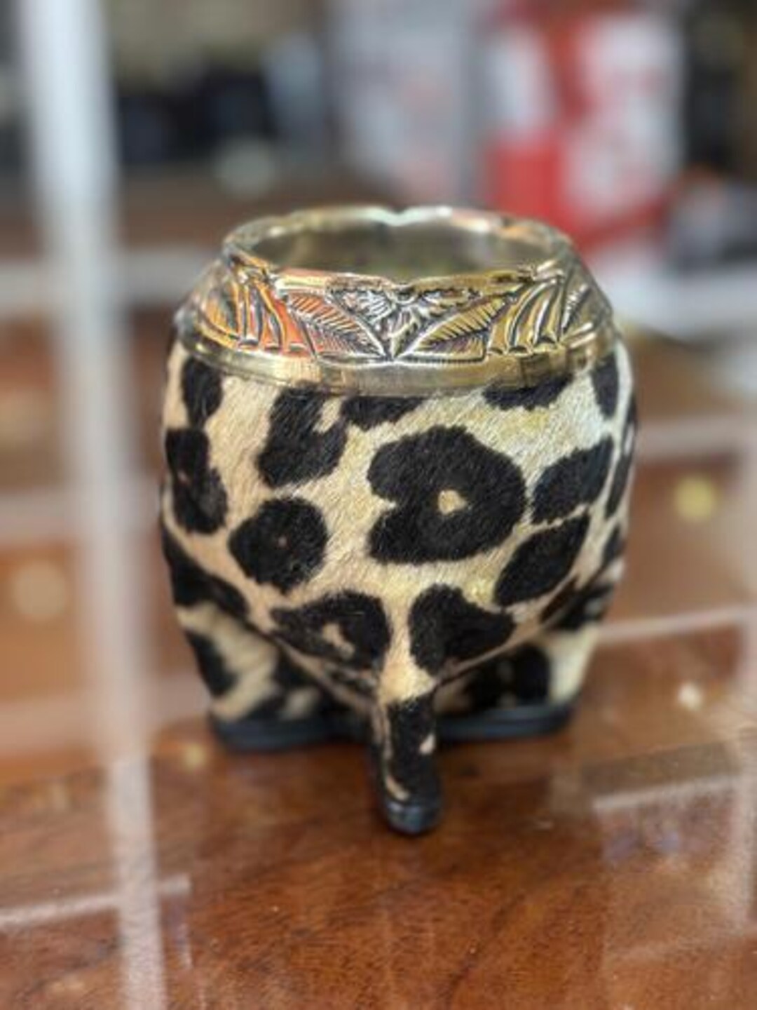 Argentinian Mate Cup: Animal Print Alpaca Silver Rim, Torpedo Style - Etsy