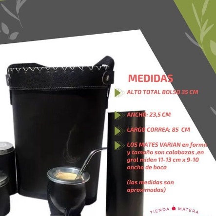 Set Matero Kit Equipo Mate Porta Termo Eco Cuero X 6 Piezas Handmade ...
