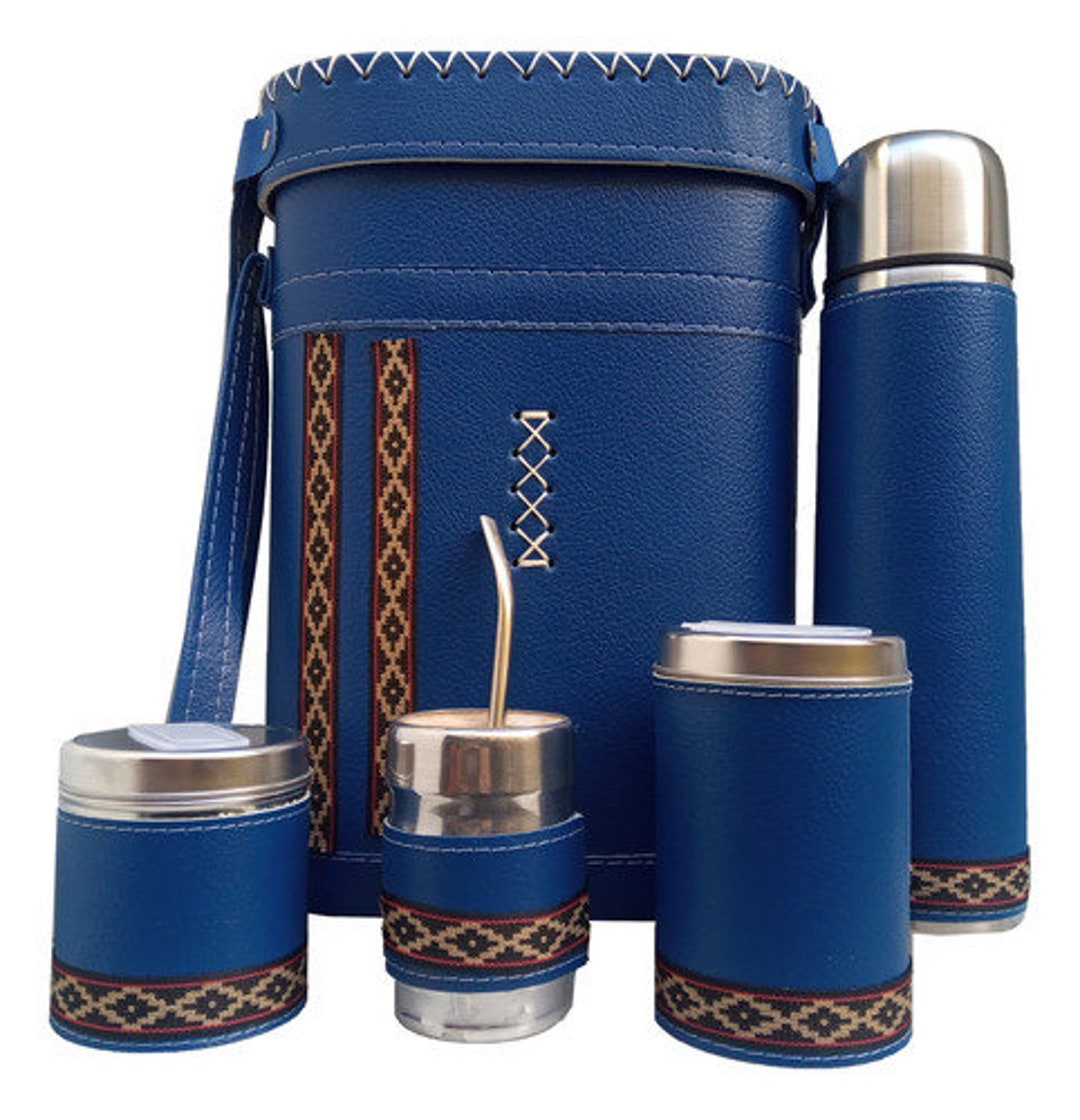 Argentinian Leather Mate Set, Stainless Steel Termo, Yerba Mate Kit - Etsy