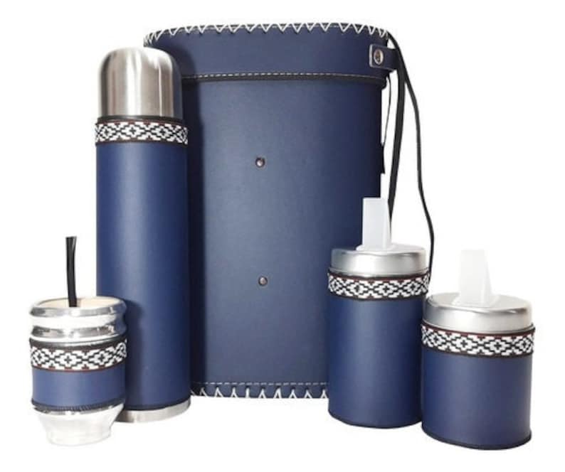 Set Matero Gourd Equipo Kit De Mate Premium Faux Leather Azul - Etsy