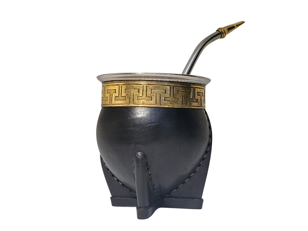 Mate Gourd Imperial Deluxe Acero Inoxidable Cincelado Forrado En Cuero ...