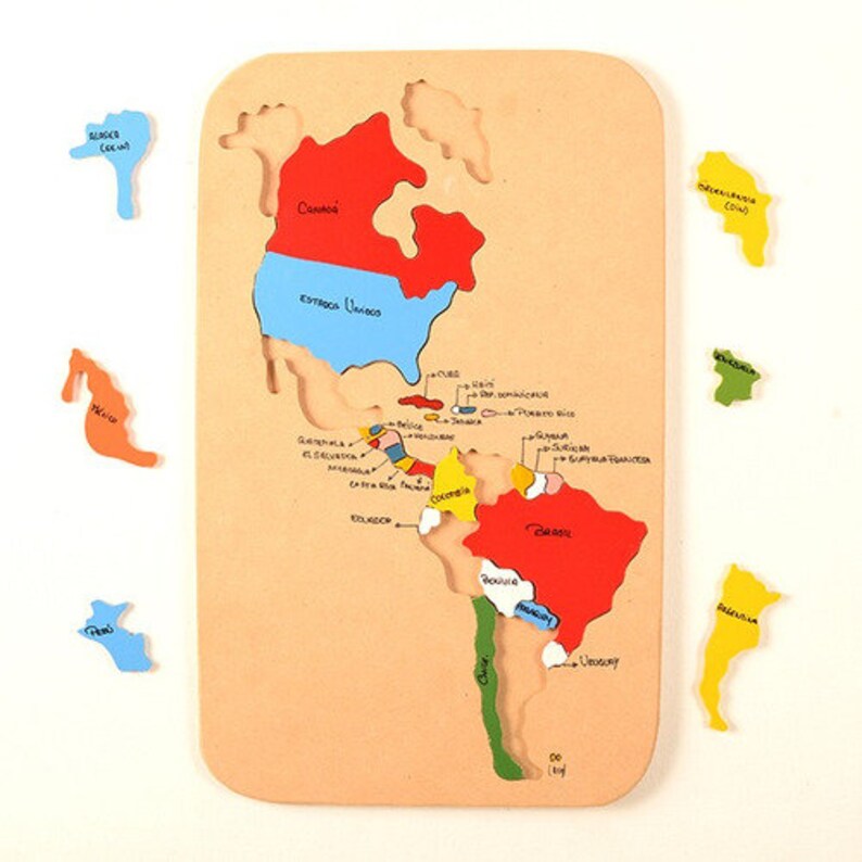 COMBO: 6 Mapas Rompecabezas De Madera español Wooden Kids World Map ...