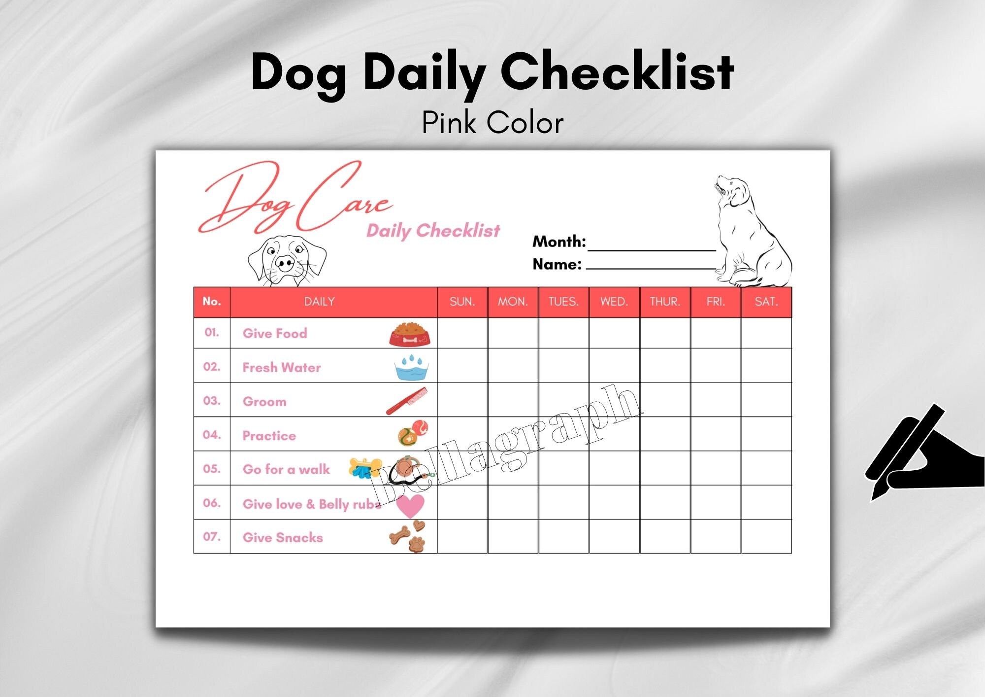 Daily Dog Care Chart,dog Care Tracker,dog Feeding Planner,printable Pet ...