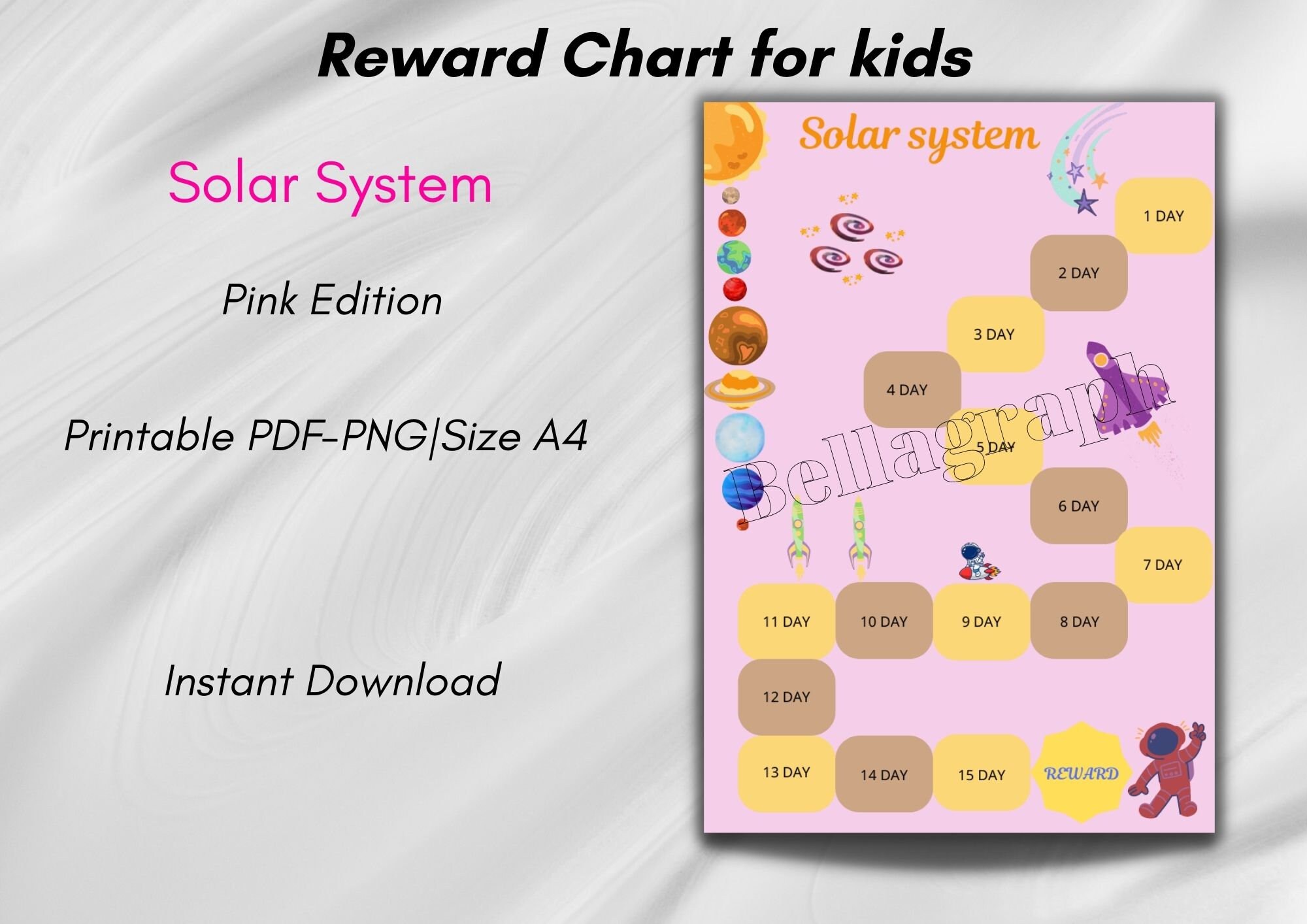 Solar System Pink Reward Chartprintable Behavior/task Charttoddler ...