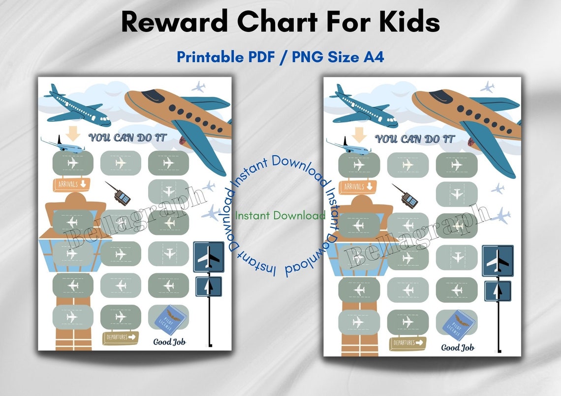 Printable Airplane Reward Chart|behavior/task Chart|toddler Reward ...