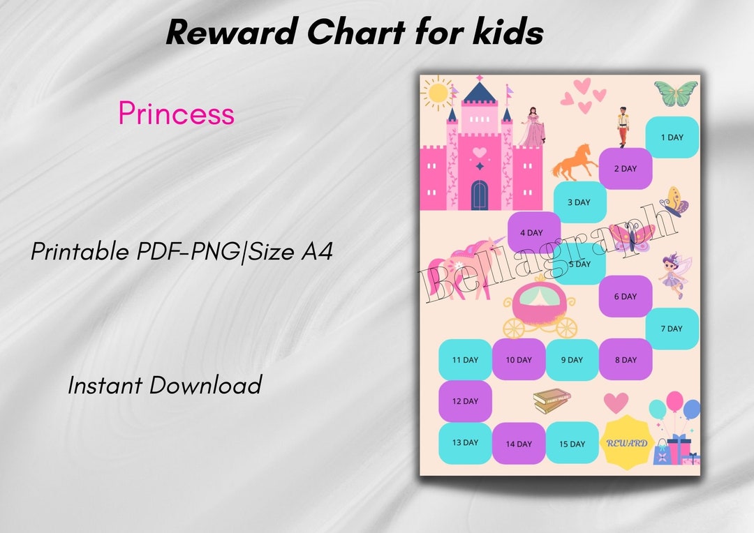 Princess Reward Chart|printable Behavior/task Chart|toddler Reward ...