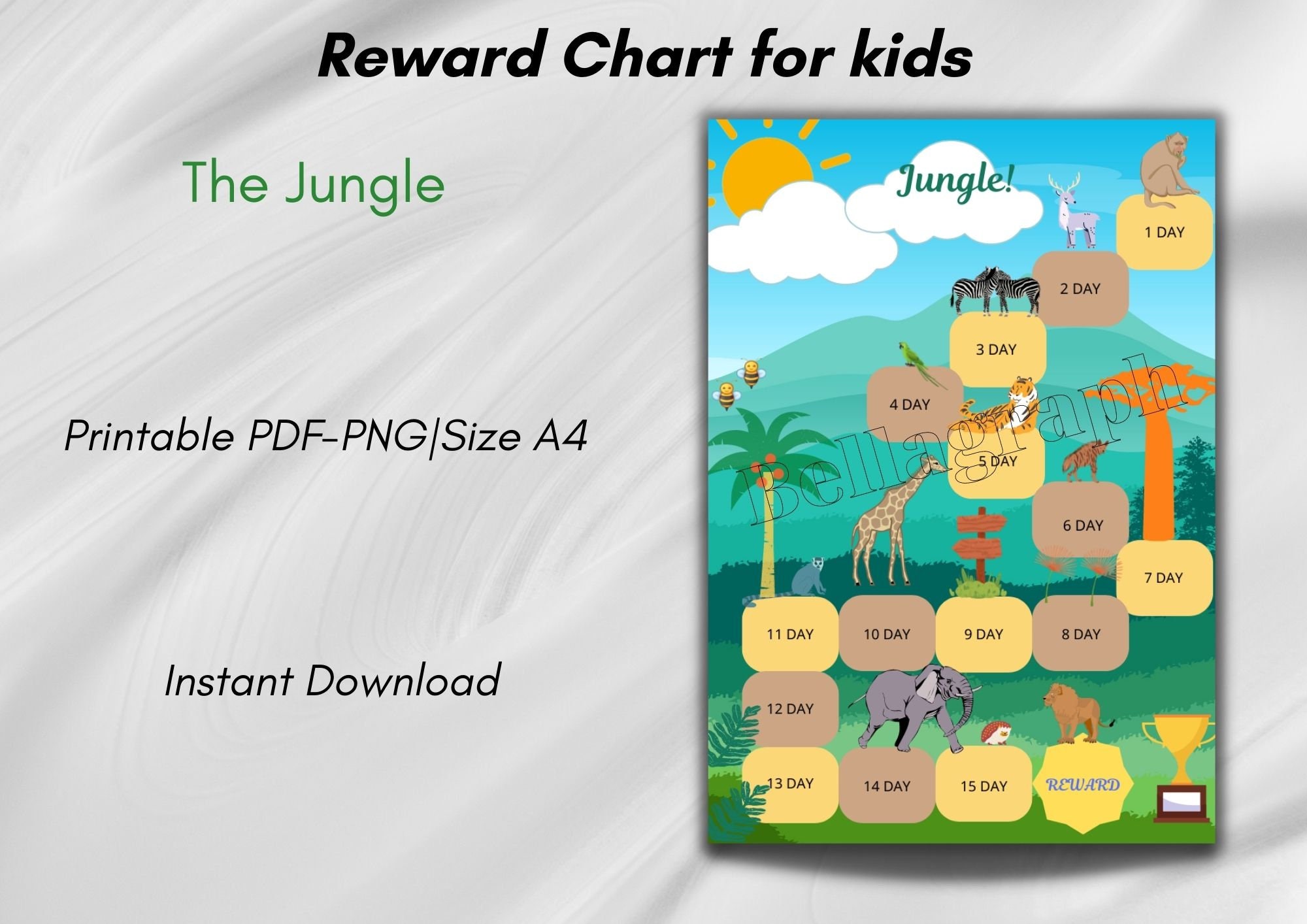 Animals Reward Chartprintable Behavior/task Charttoddler Reward Sticker ...