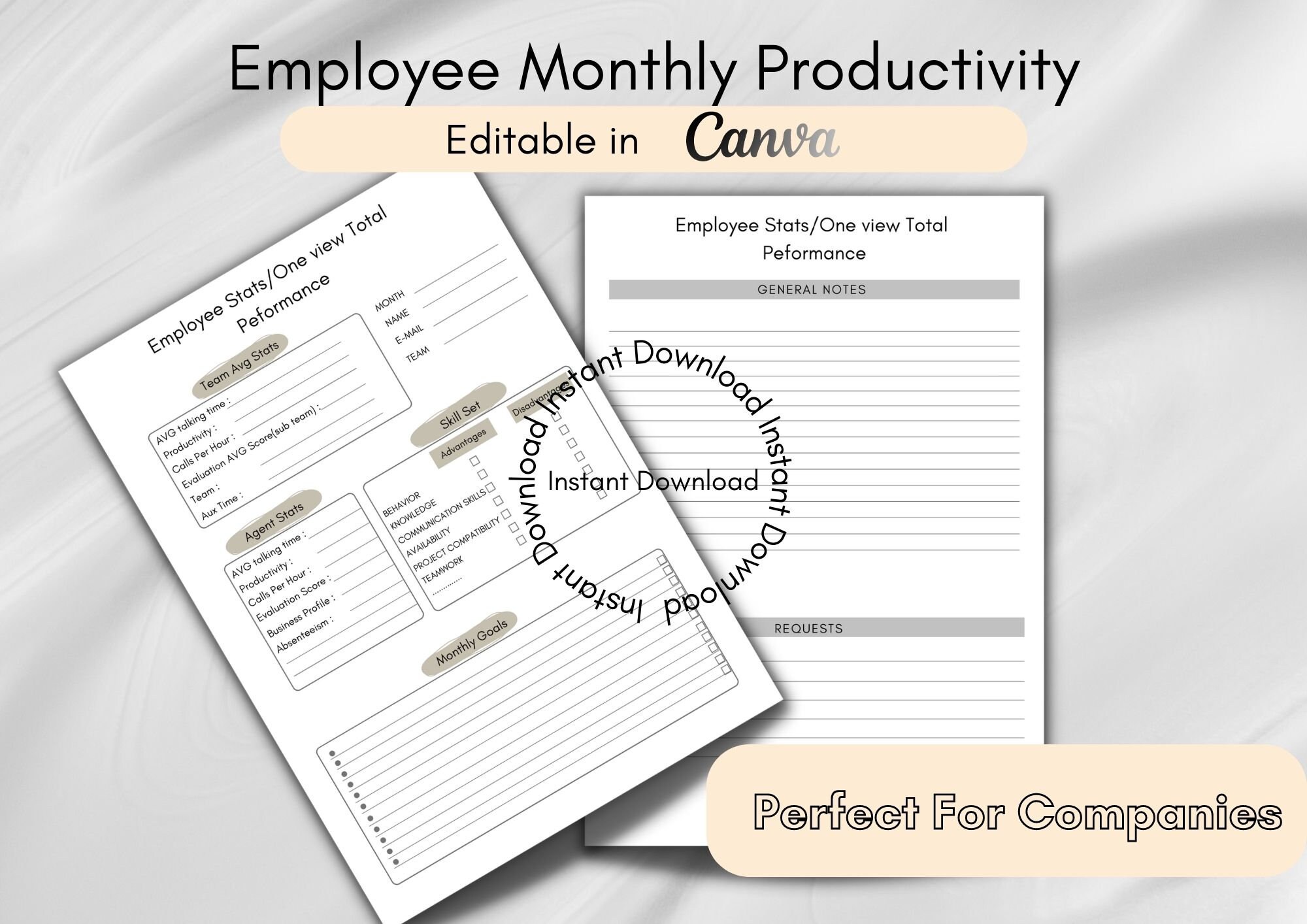 Employee Performance Review|monthly Productivity|employee Evaluation ...