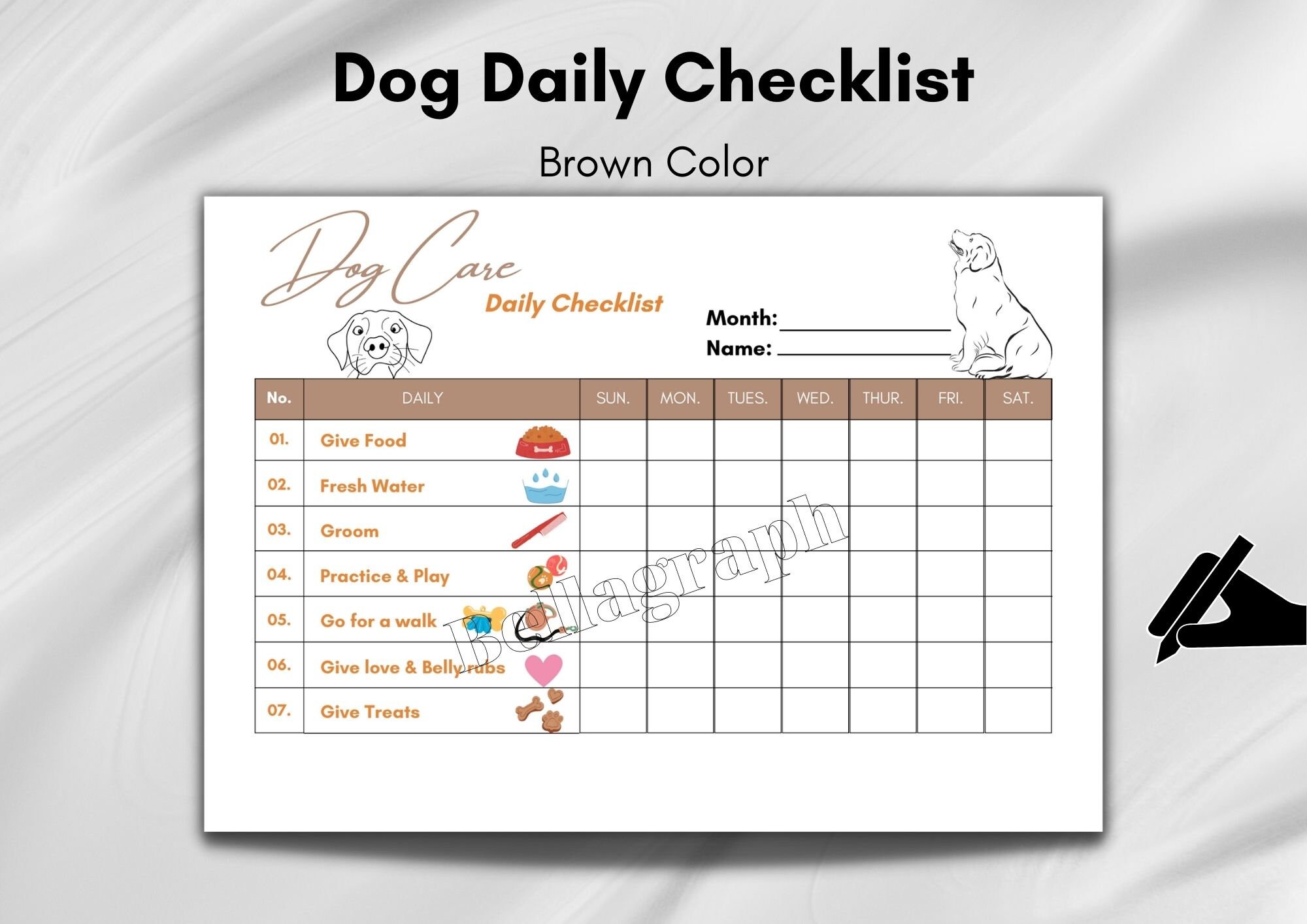 Daily Dog Care Chart,dog Care Tracker,dog Feeding Planner,printable Pet ...