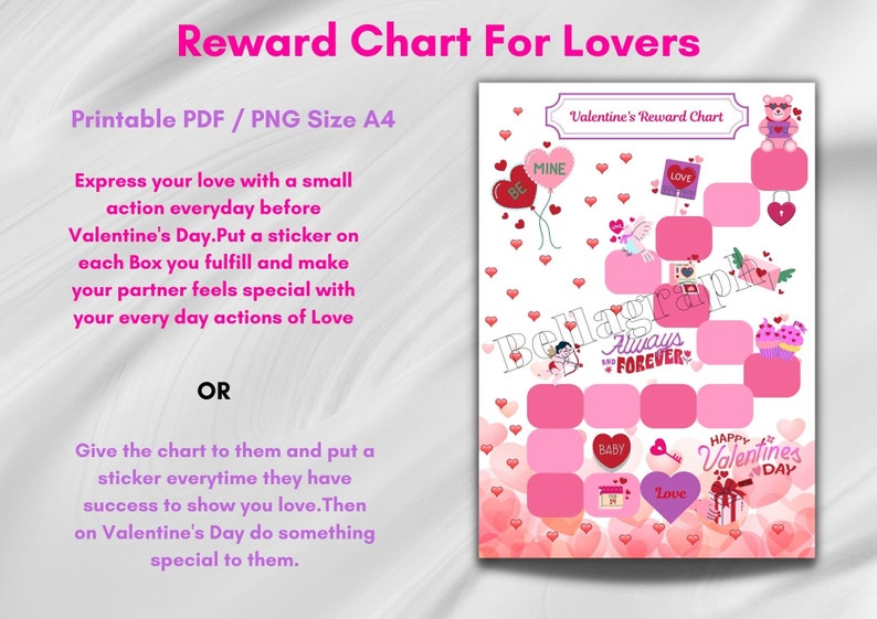 Valentines Reward Chart|reward Chart for Adults|valentines Printable ...