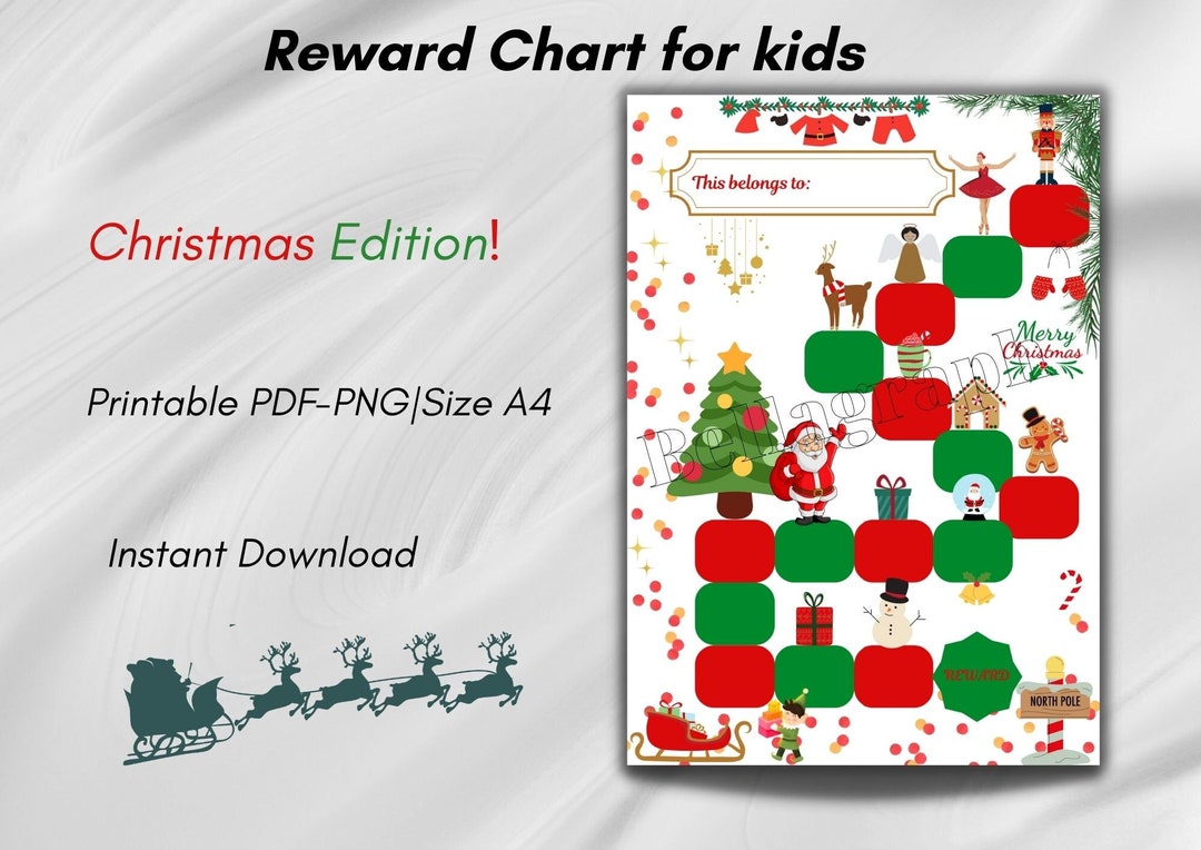 Christmas Reward Chart|printable Behavior/task Chart|toddler Reward ...