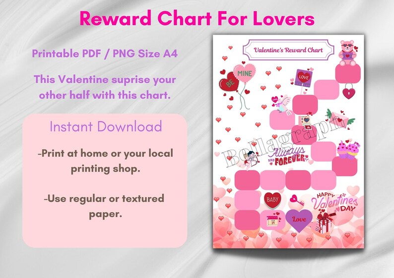 Valentines Reward Chart|reward Chart for Adults|valentines Printable ...