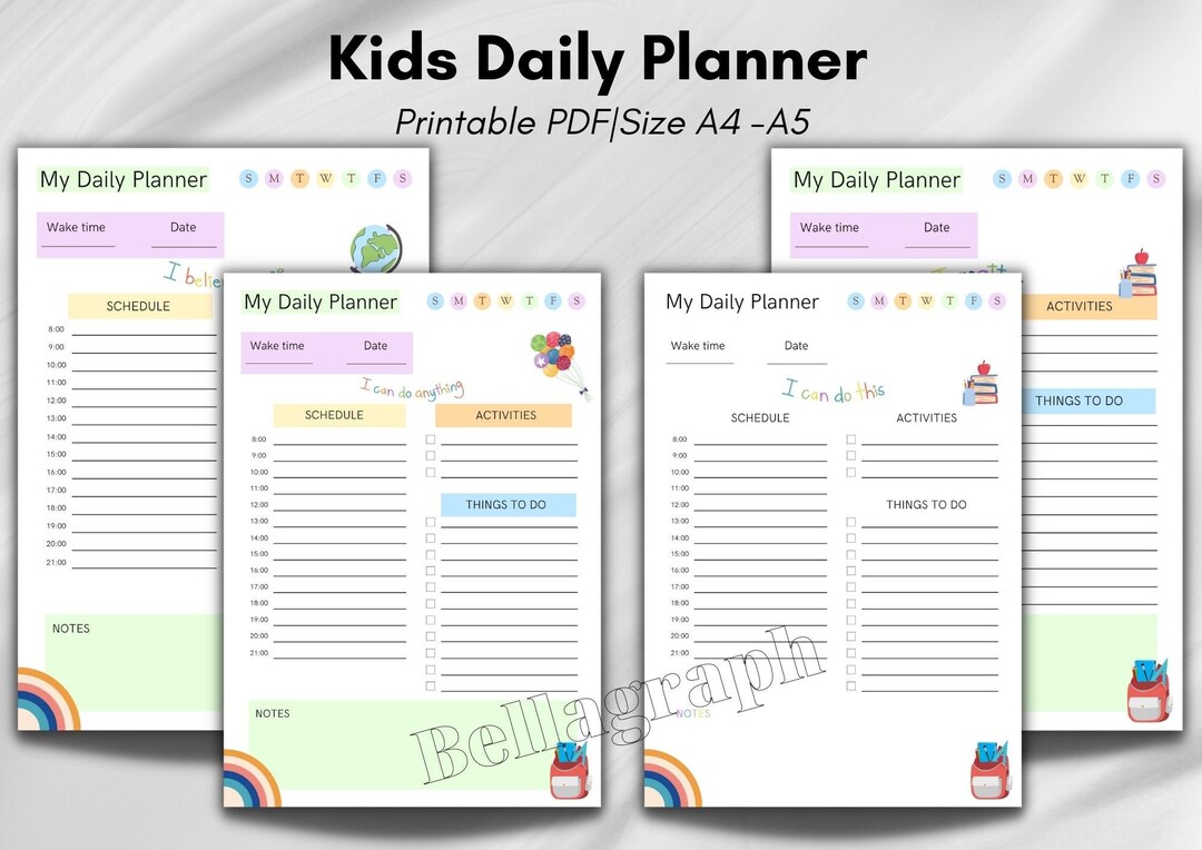 Printable Daily Planner for Kids|kids Daily Schedule|school Student ...
